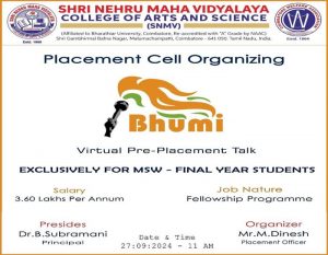 Virtual Pre-Placement Talk - Shri Nehru Maha Vidyalaya